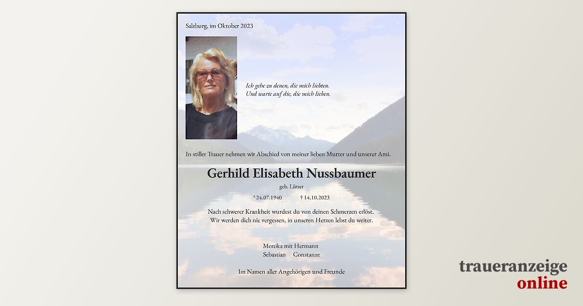 Obituary Gerhild Elisabeth Nussbaumer